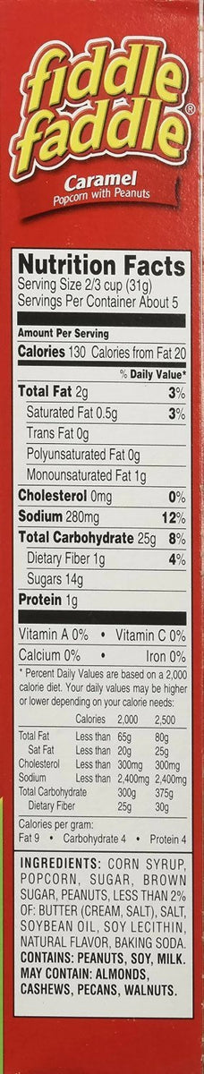 fiddle faddle Carmel Popcorn with peanuts....6 boxes 6. oz each ...