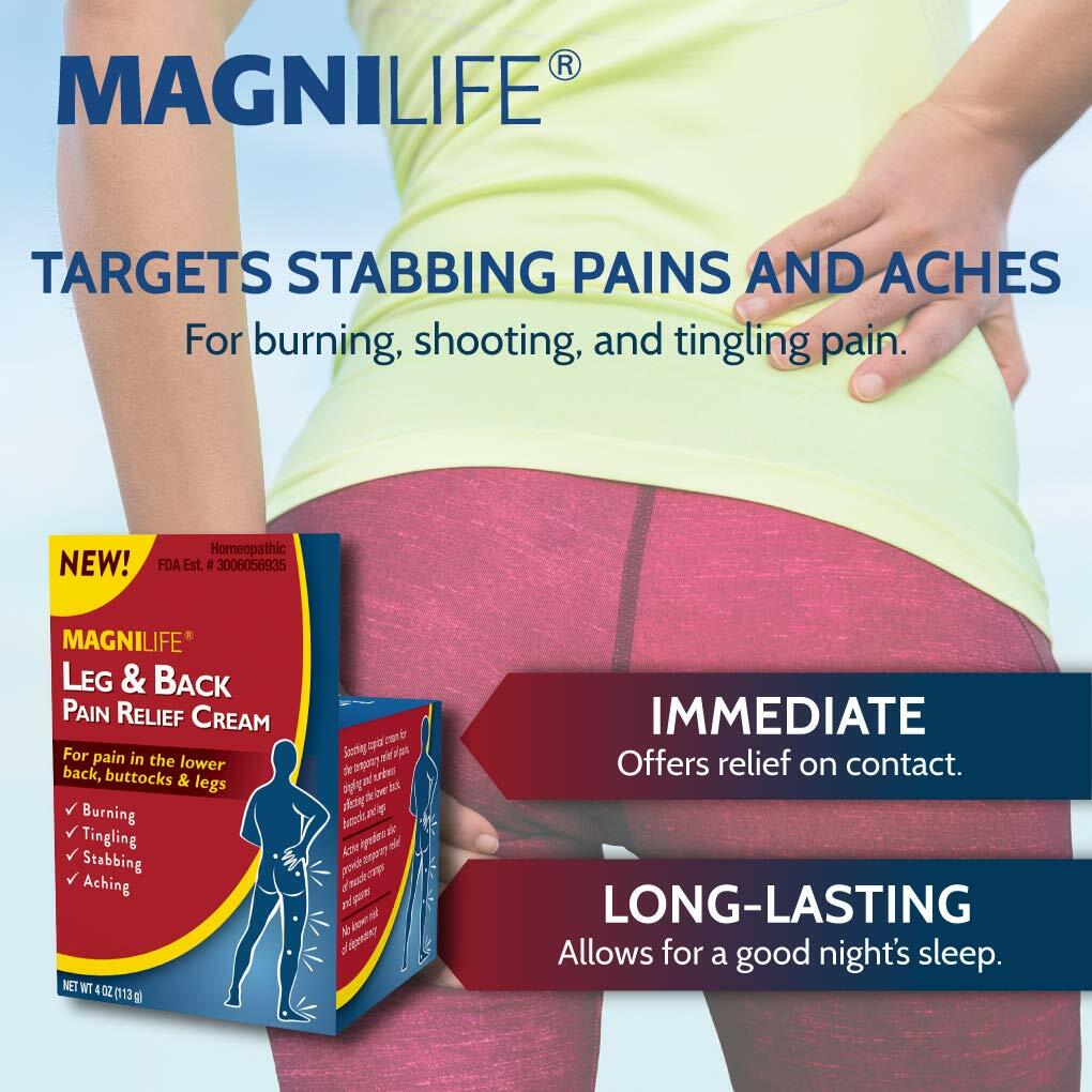 MagniLife Leg & Back Pain Relief Cream, Fast-Acting Pain Relief, Natur ...