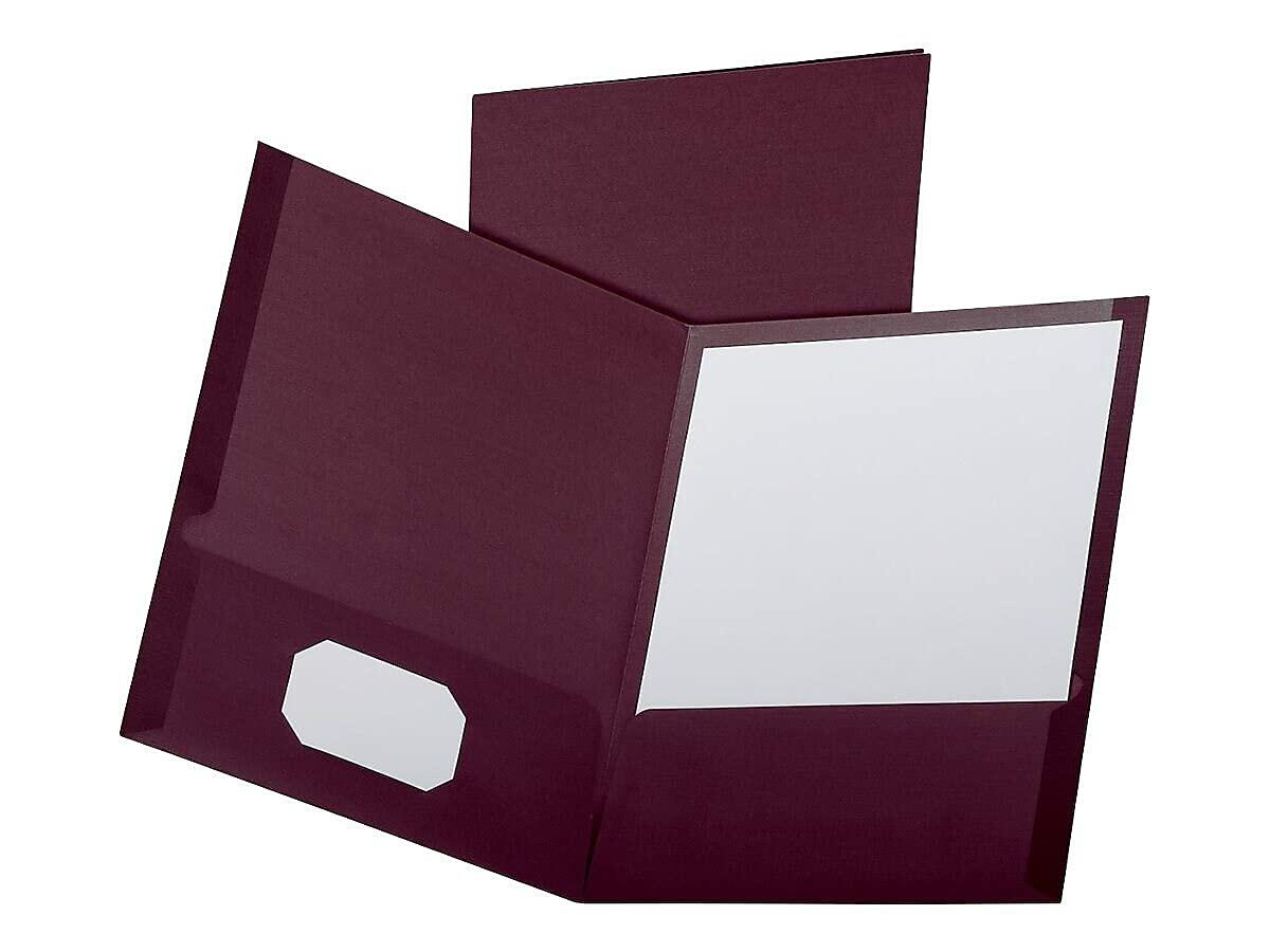 Oxford Linen Finish Twin Pocket Folders Letter Burgundy 25/Box 53441 ...