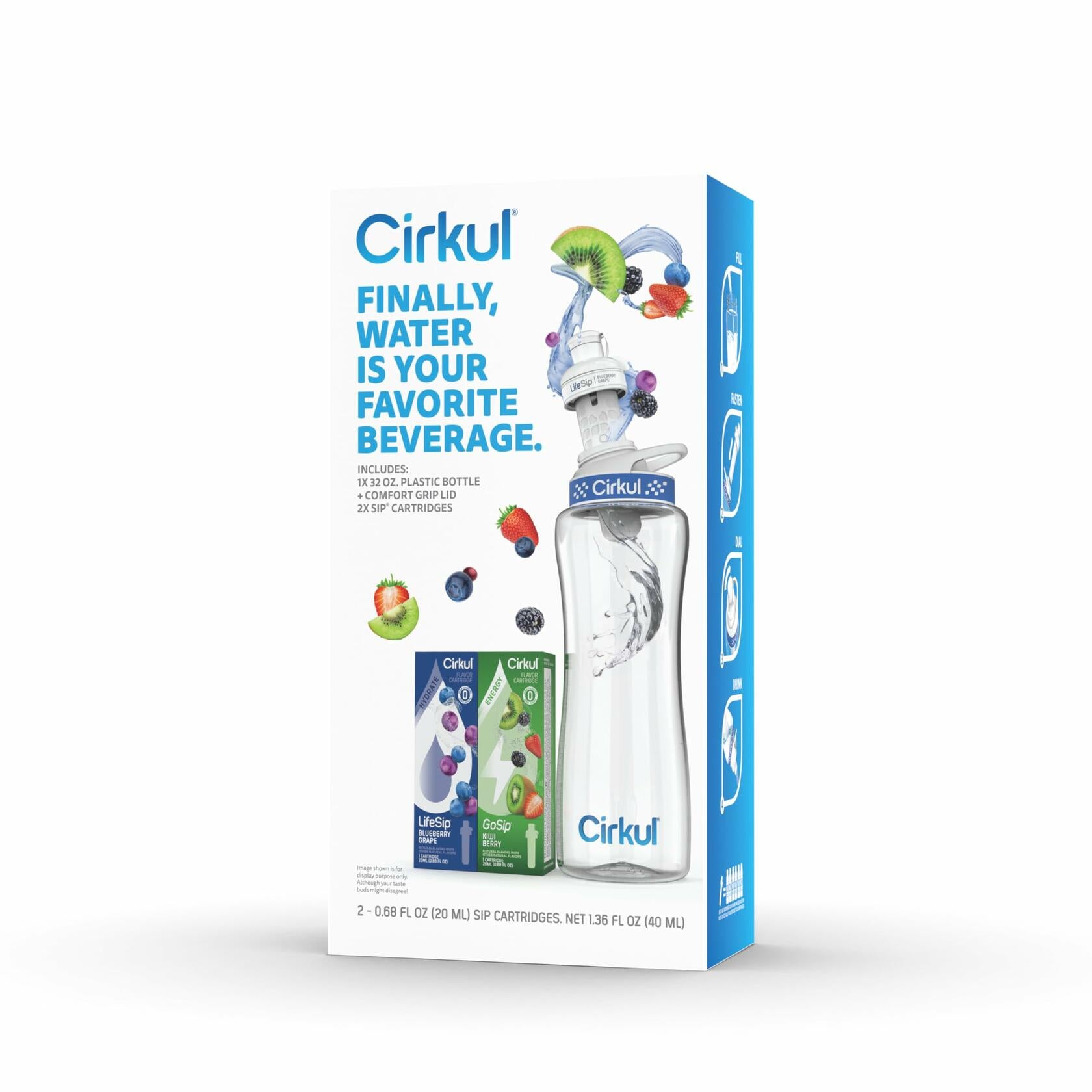 Cirkul 32oz Plastic Starter Kit with Navy Blue Lid, 2 Flavor Cartridge ...